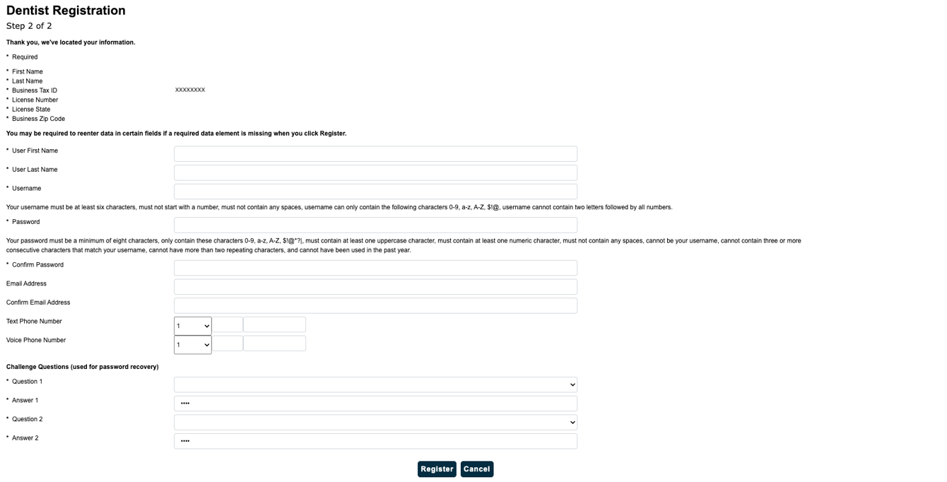 API: Creating BCBS FEP Payer Portal Credentials