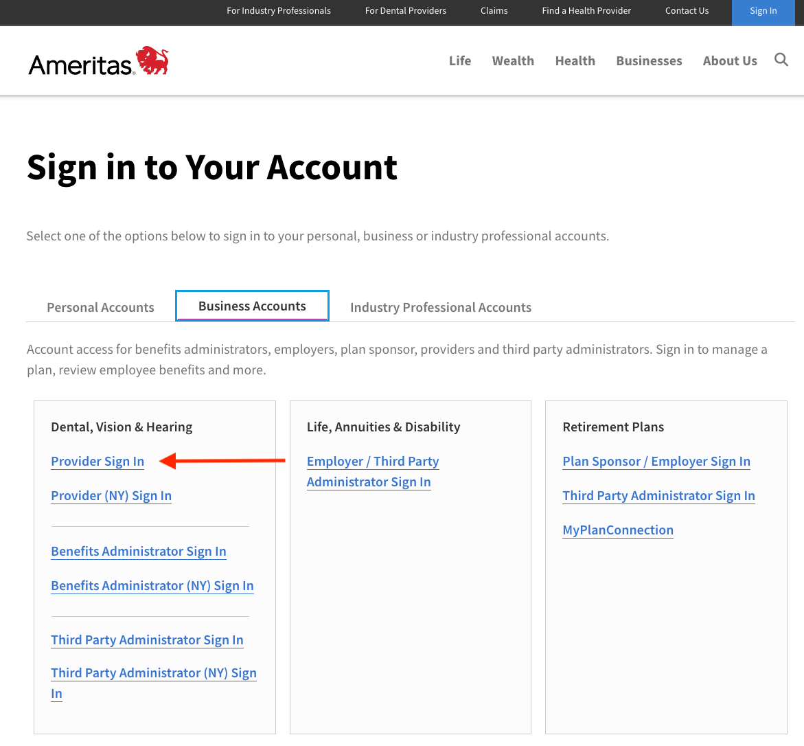 API: Creating Ameritas Payer Portal Credentials